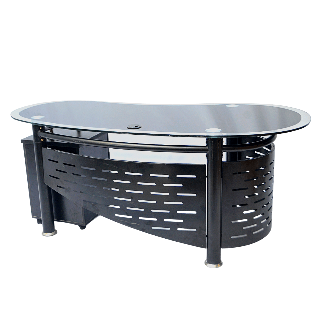 Modern Office Table with Black Metal Frame and Ergonomic Chairs ...